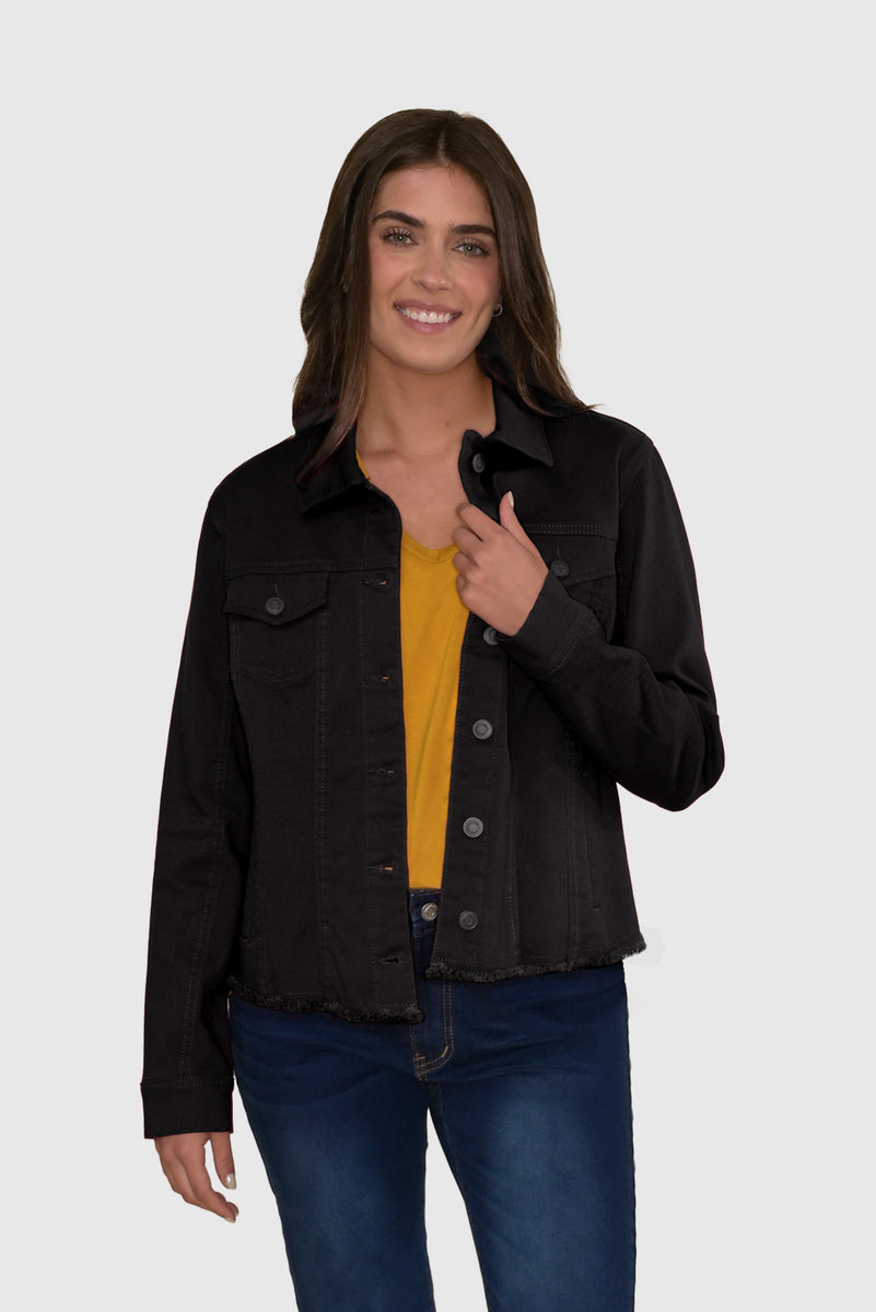 FRAYED DENIM JACKET W/ DTM BUTTONS – Simply Devine Gifts and Decor