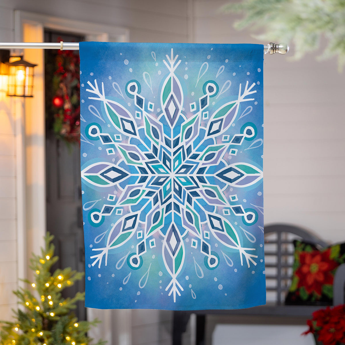 Vibrant Snowflake Lustre Flag Collection – Simply Devine Gifts and Decor